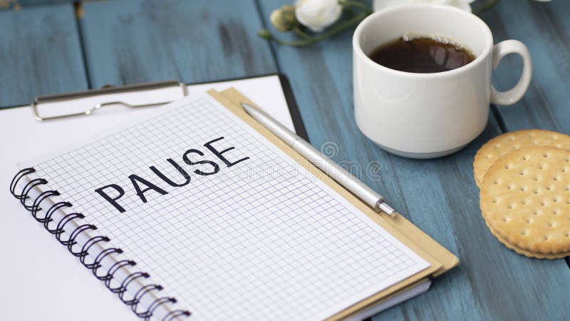 French Press, White Napkin with Message Pause Stock Image - Image of ...