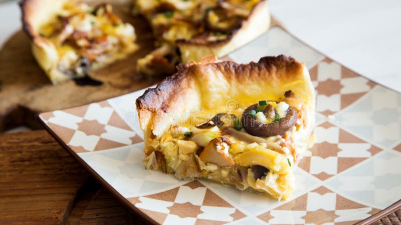 French Quiche with Egg, Vegetables and Mushrooms. Stock Image - Image ...
