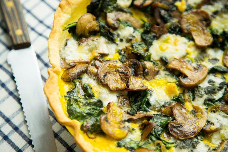 French Quiche with Egg, Vegetables and Mushrooms. Stock Image - Image ...