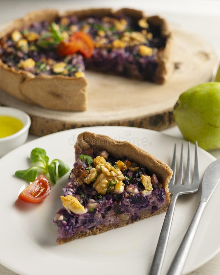 French Quiche with Red Cabbage and Vegetables. Traditional French ...