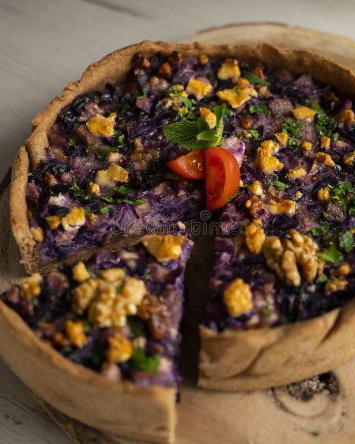 French Quiche with Red Cabbage and Vegetables. Traditional French ...