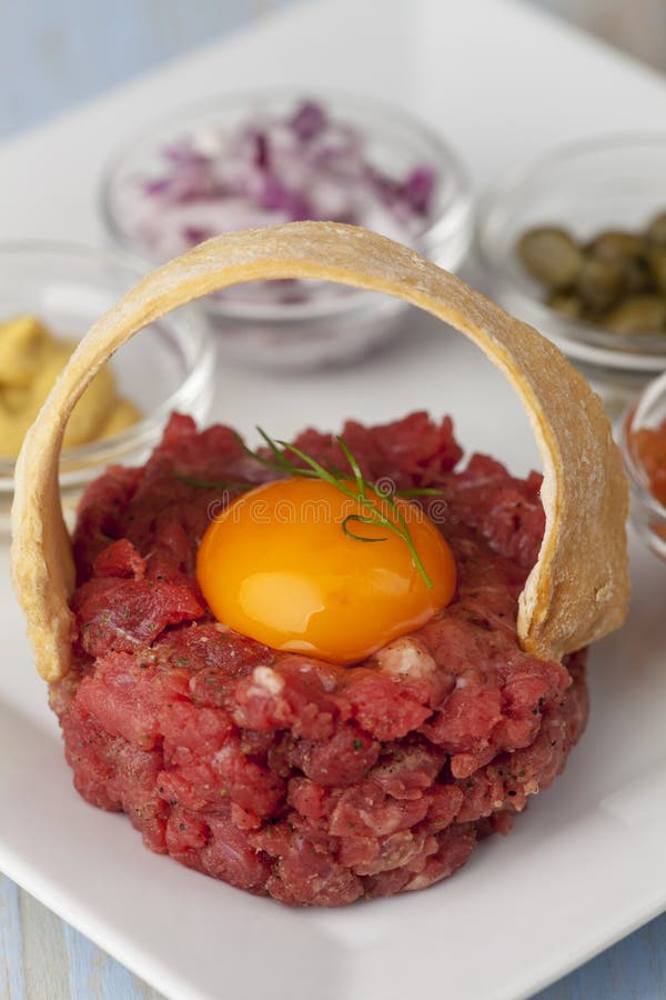 French raw minced meat stock image. Image of chopped - 145785883