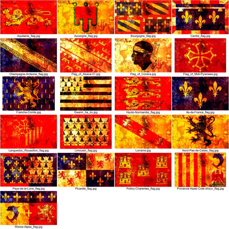French regions flags stock illustration. Illustration of vintage - 16458100