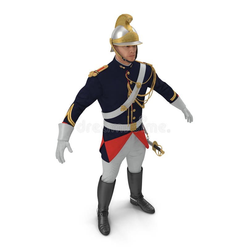French Republican Guard in Traditional Uniform Isolated 3D Illustration ...