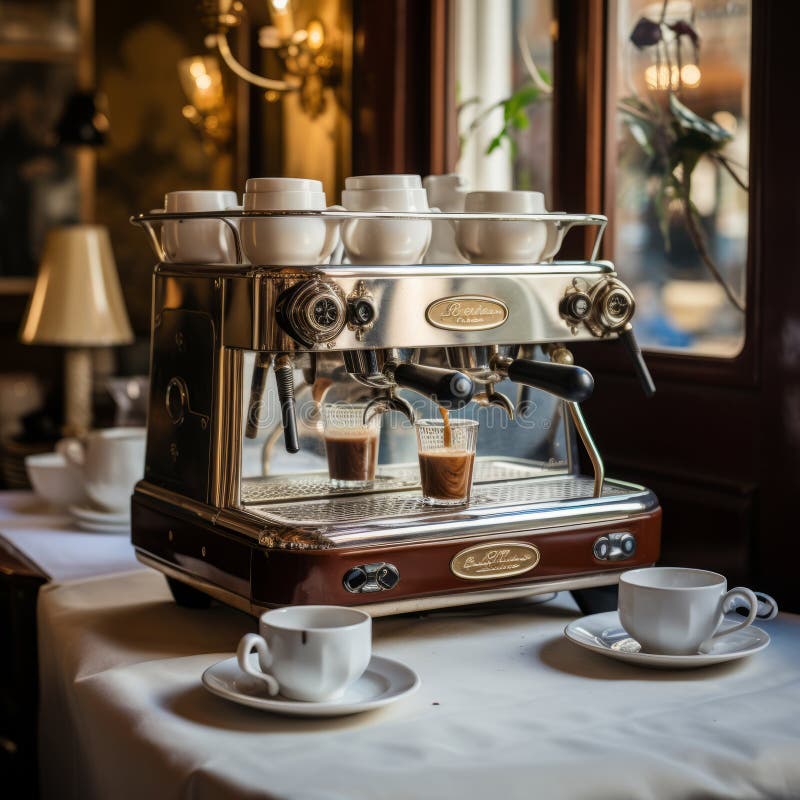 French Restaurant Coffee Machine Stock Photo - Image of steam ...