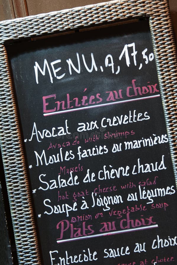 French Language Menu, Paris, France Stock Image - Image of food, french ...