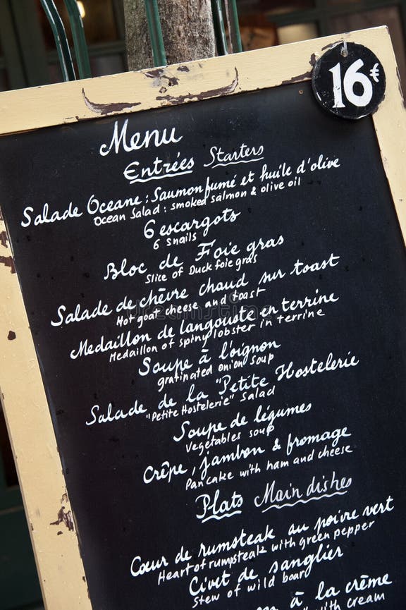 French restaurant menu stock photo. Image of meal, french - 27842122