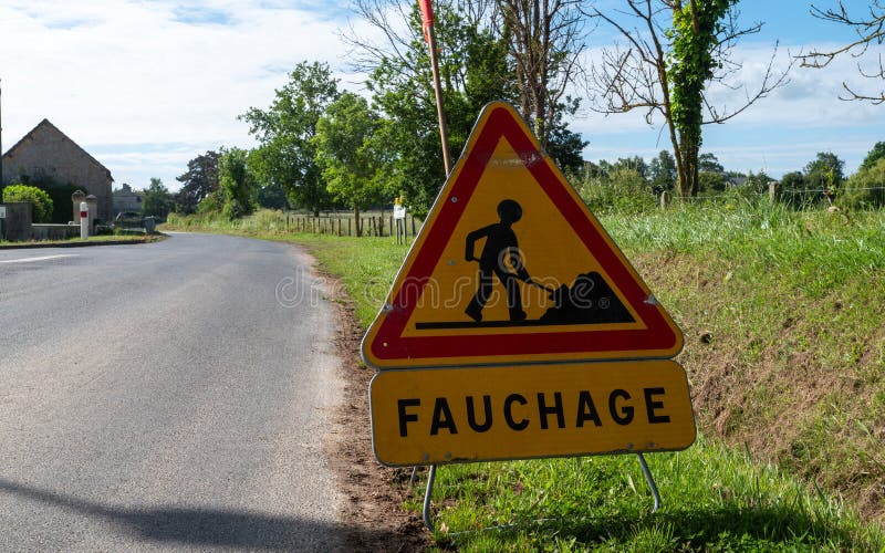 French Road Sign Indicating Road Works Stock Image - Image of symbol ...