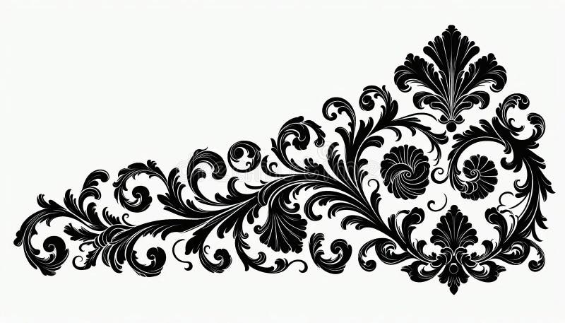 French Rococo Shell and Scroll Border Silhouette Ornament Stock ...