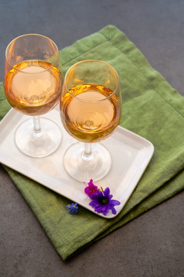 French Rose Wine from Provence in Two Glasses in Sunny Day Stock Photo ...