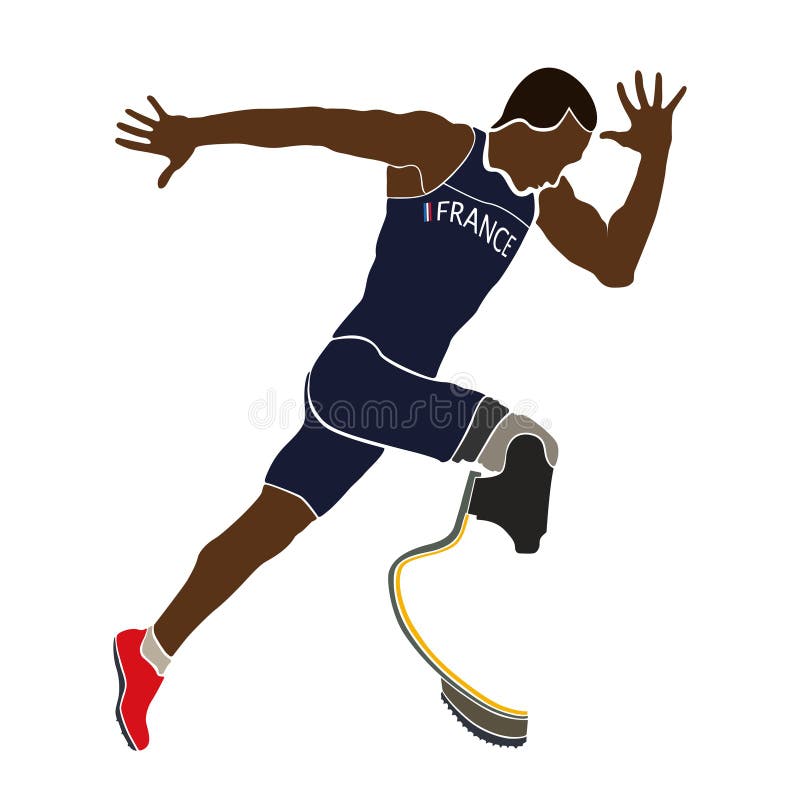 French Runner Athlete Disabled Stock Illustration - Illustration of ...