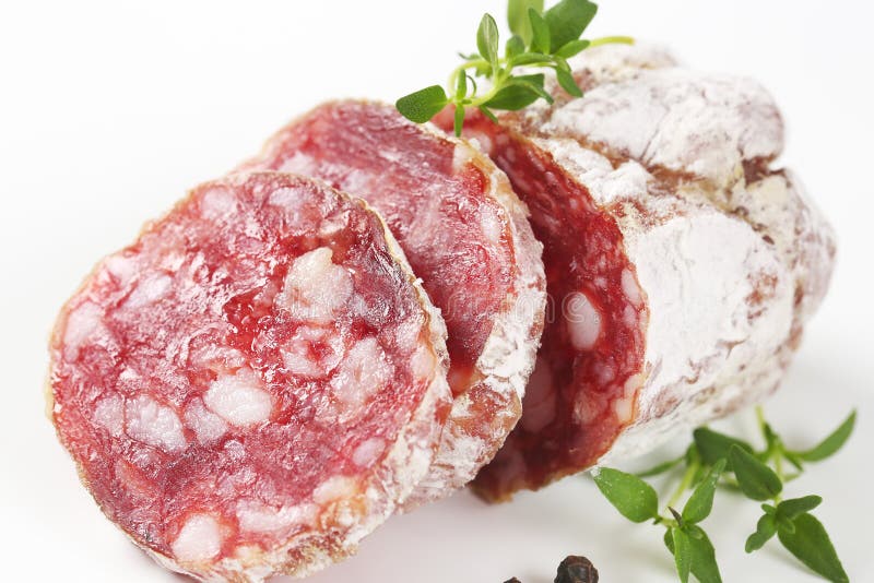 French Saucisson Sec stock photo. Image of food, charcuterie - 81762846