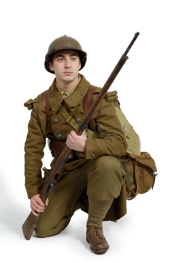 French Soldier in 1940`s Uniform Stock Image - Image of weapon ...