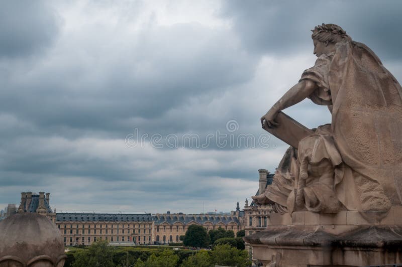 French Statue Overlooking the City Stock Image - Image of town, view ...