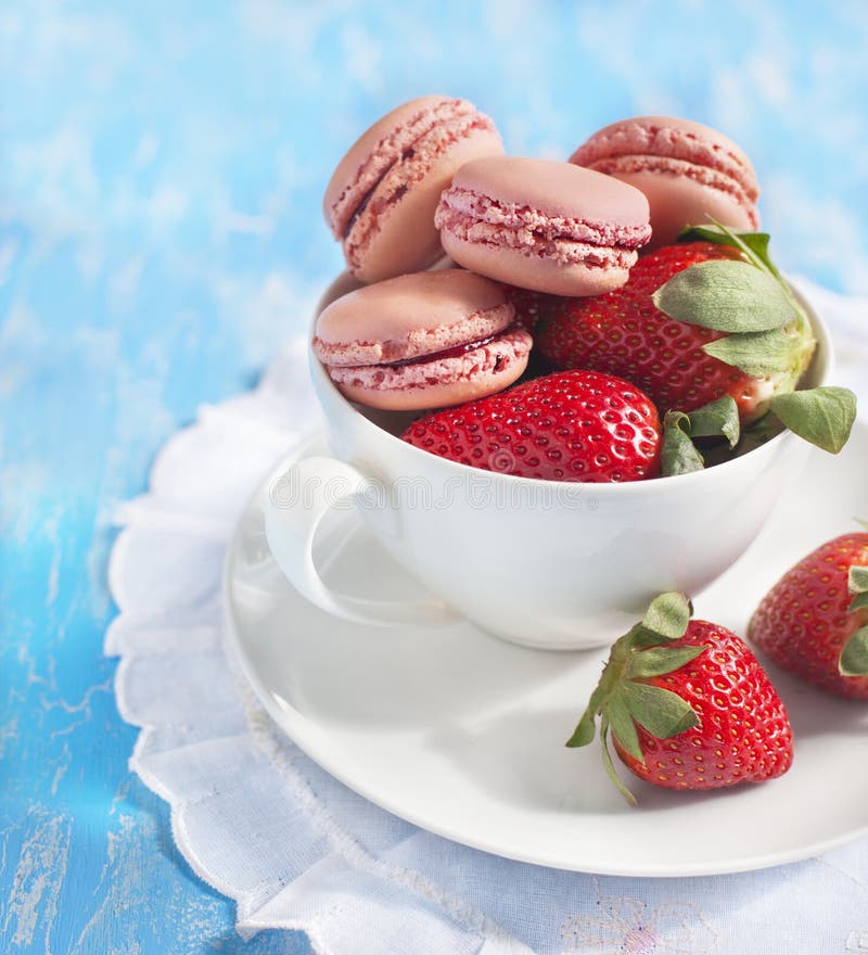 French Strawberry Macaroons. Stock Photo - Image of cookies, food: 38384992