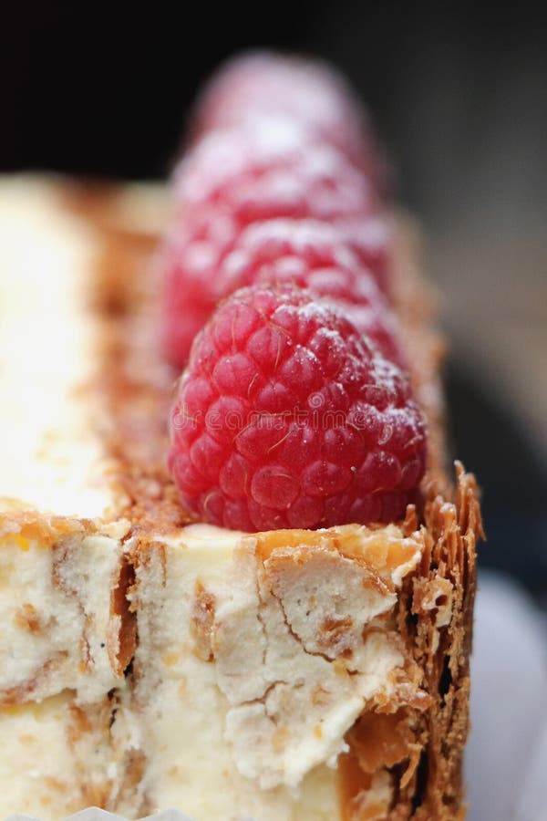 French Sweet Pastry with Raspberries Stock Image - Image of plate ...