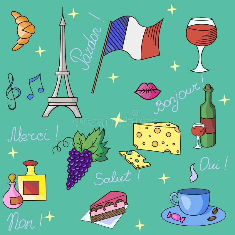 French Symbols Pattern Vector Illustration Stock Vector - Illustration ...