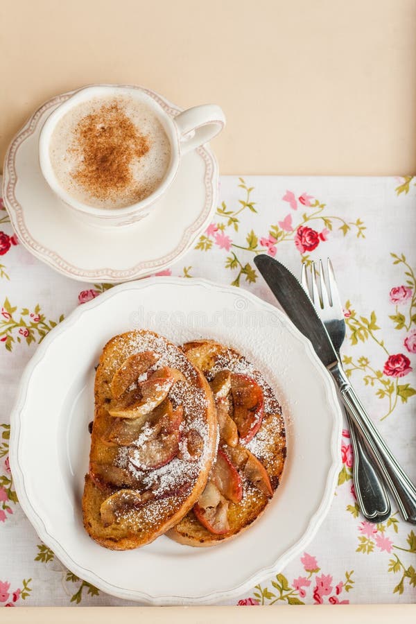 French Toast with Apples Tray Style of Provence Stock Image - Image of ...