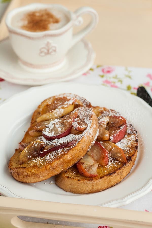 French Toast with Apples Tray Style of Provence Stock Photo - Image of ...