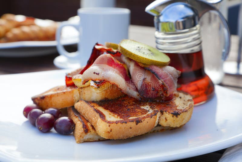 French toast with bacon stock photo. Image of maple, food - 21102514