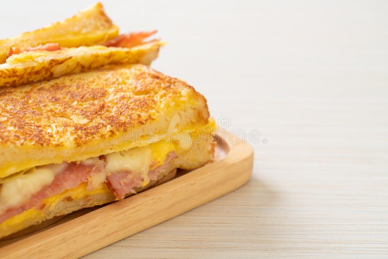 French Toast Ham Bacon Cheese Sandwich Stock Image - Image of cheddar ...