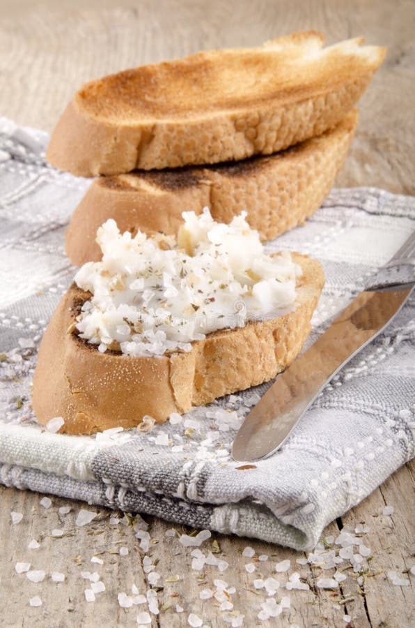 French Toast with Home Made Lard Stock Image - Image of wood, knife ...