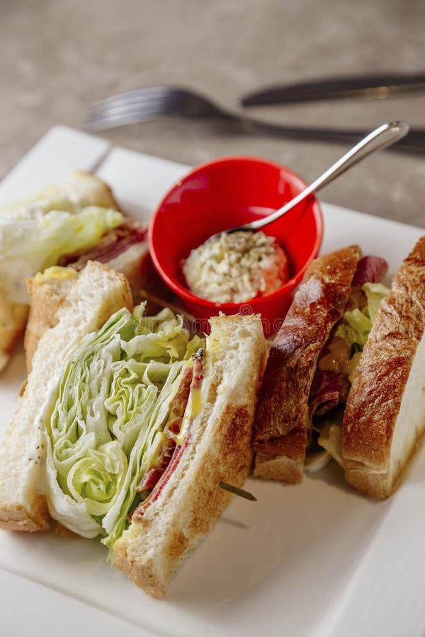 French toast and lettuce stock image. Image of vertical - 97346547