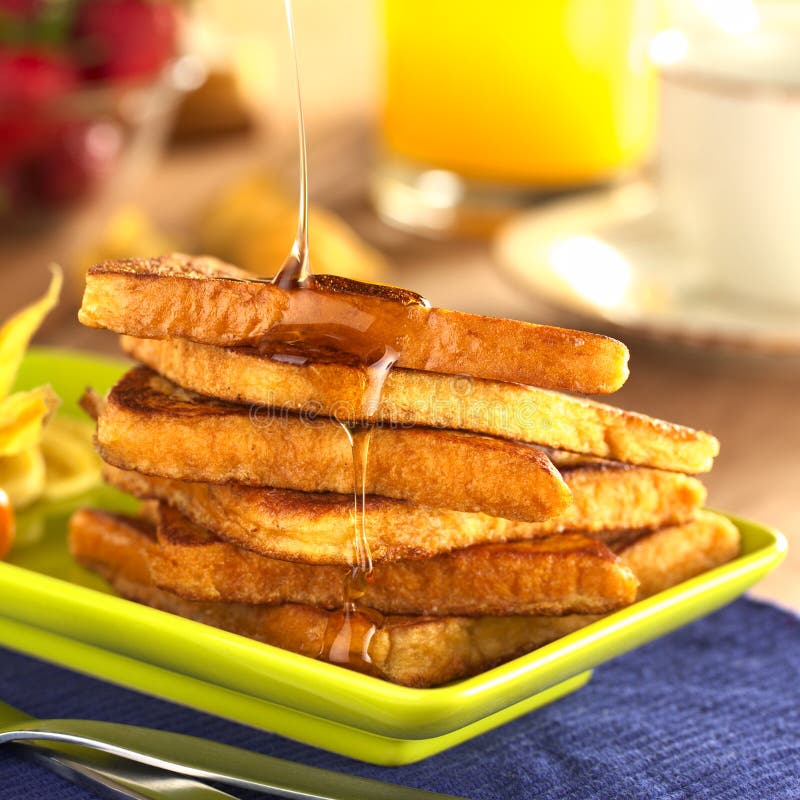 French Toast with Maple Syrup Stock Image - Image of snack, quadratic ...