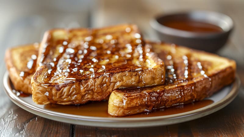 French Toast with Maple Syrup on Plate Stock Illustration ...