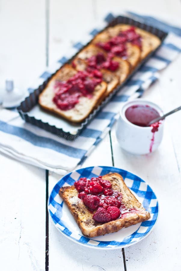 French Toast with Raspberries Stock Image - Image of closeup, gourmet ...