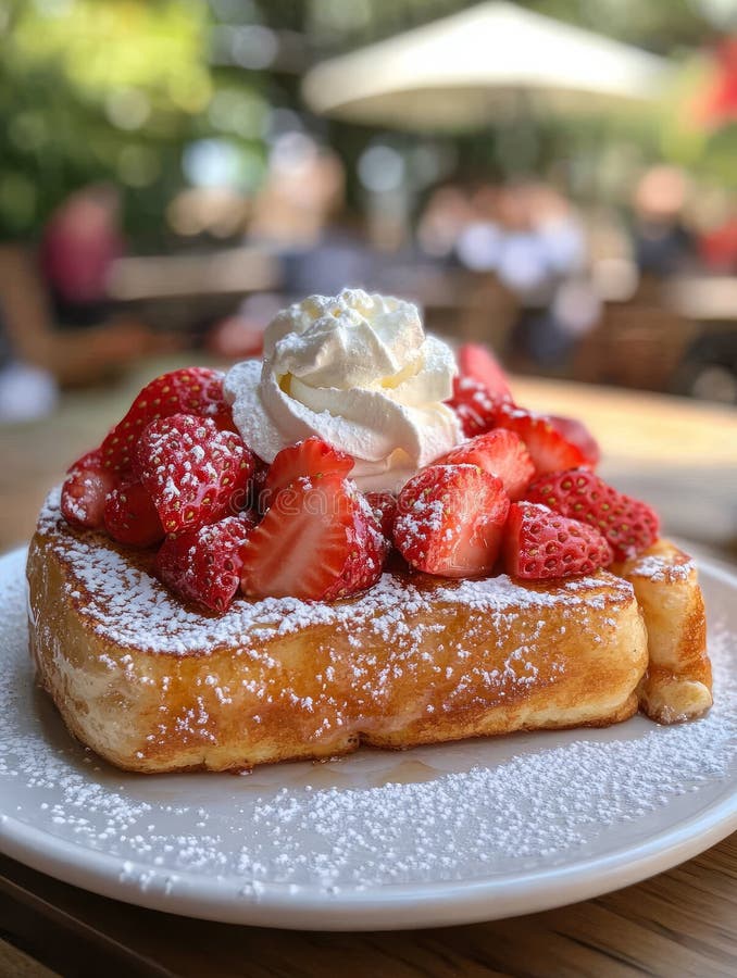 French Toast Topped with Strawberries and Whipped Cream. Stock Image ...
