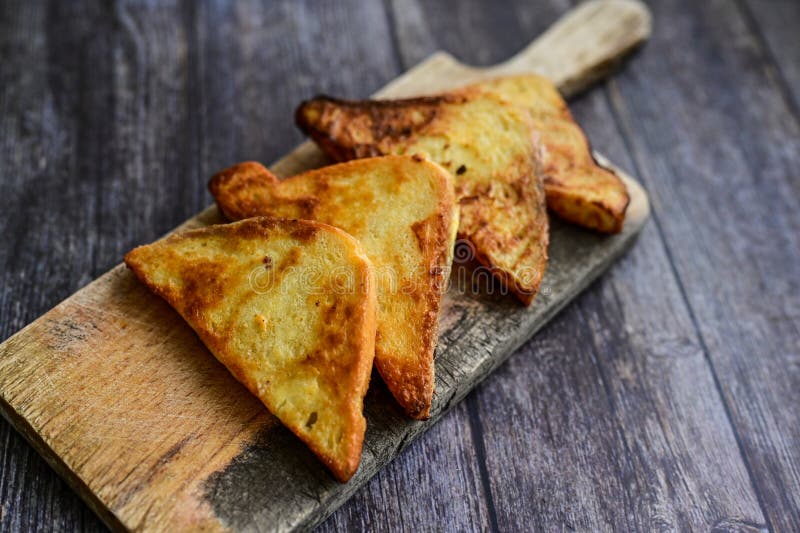 French Toast and White Cheese.Deep Fried Bread with Organic Free Range ...