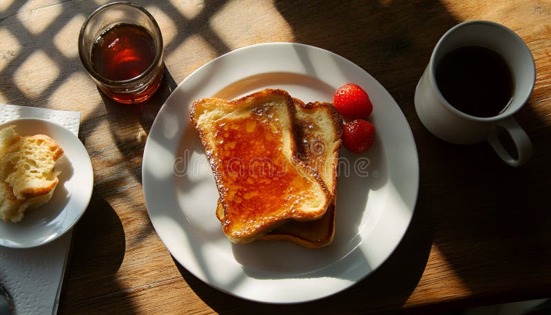 French Toast on White Plate for Breakfast Stock Image - Image of ...