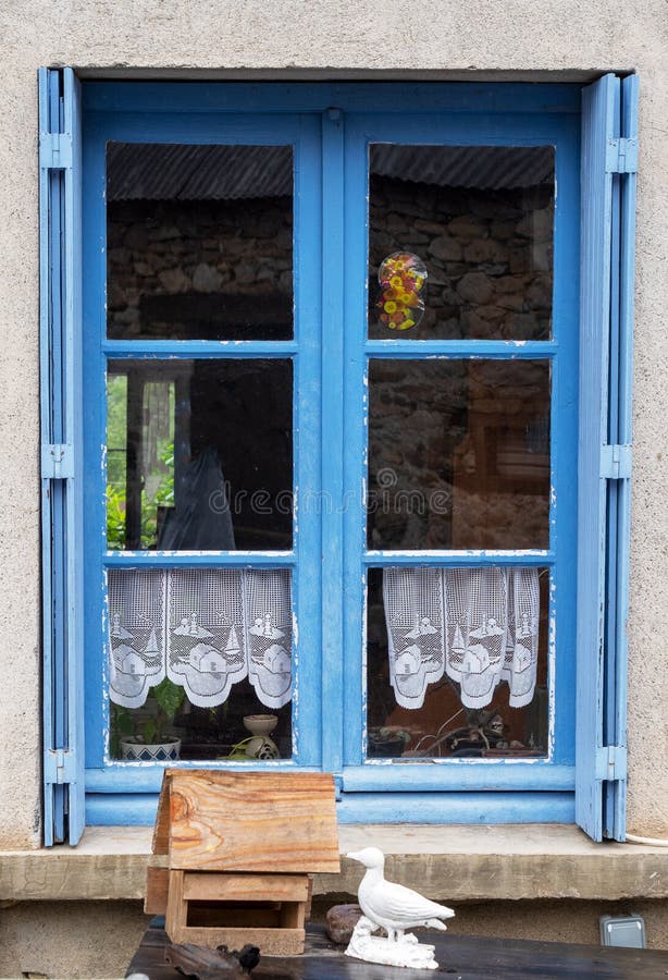 French Traditional Blue Old Window Stock Image - Image of traditional ...