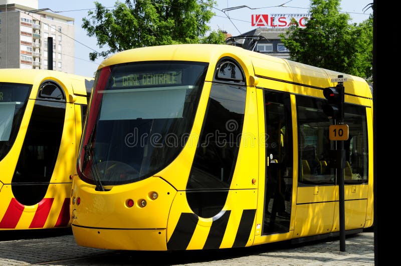 French tram in Mulhouse editorial stock photo. Image of tram - 19774778