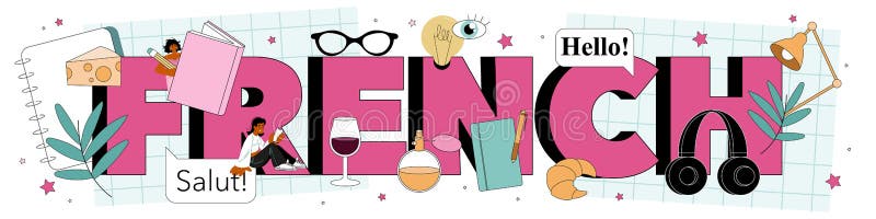 French Typographic Header. Language School French Listening, Reading ...