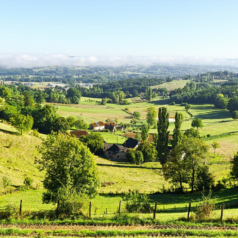 French Village stock photo. Image of meadow, france, clouds - 87451482