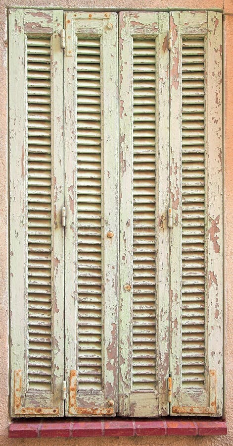French Window with Closed Shutters Stock Photo - Image of french ...