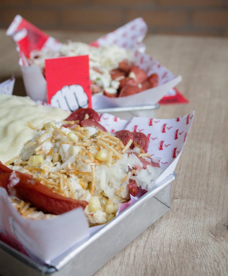 French Wing Potato Combos on Top of a Table Stock Photo - Image of food ...