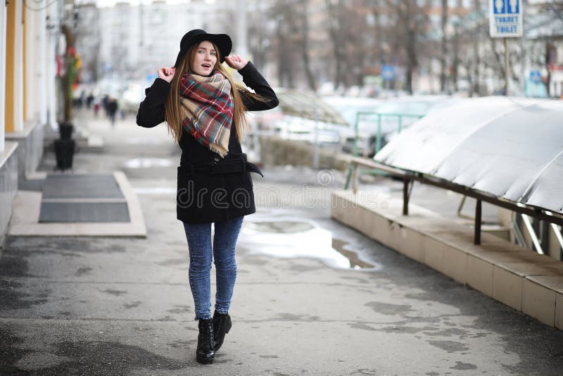 French Woman for a Walk in Early Spring Stock Photo - Image of ...