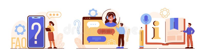 Frequency Asked Questions Set Stock Vector - Illustration of helpdesk ...