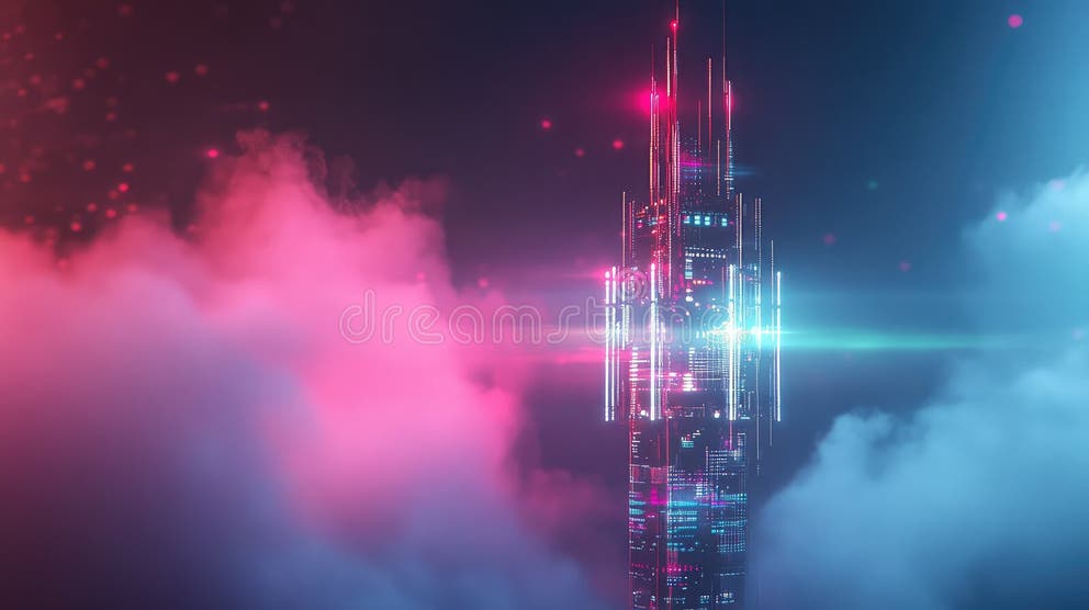 Streaming Signal Tower Illustration Bandwidth Coverage Stock ...