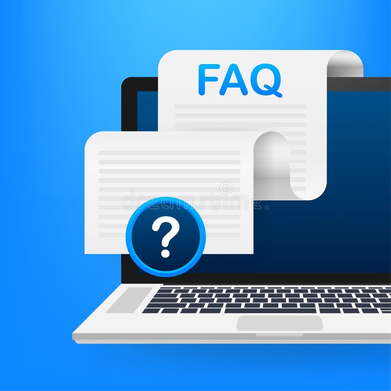 Frequently Asked Questions FAQ Banner. Computer with Question Icons ... Frequently Asked Questions FAQ Banner. Computer with Question Icons ...