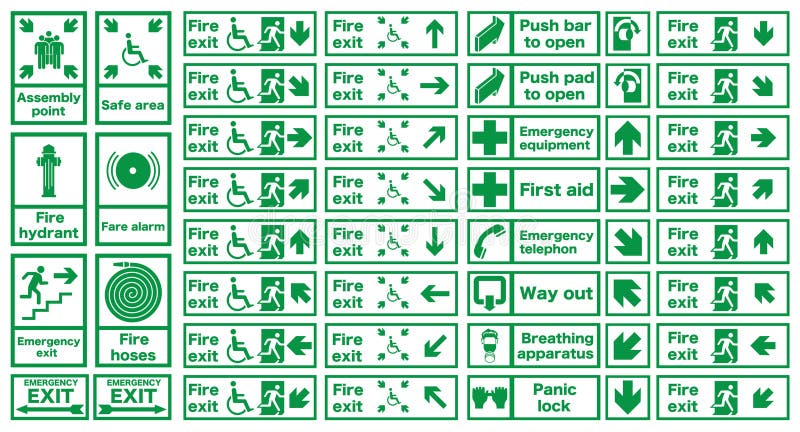 Green Emergency Signs Stock Illustrations – 1,370 Green Emergency Signs ...