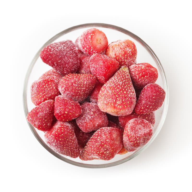 Fresas Congeladas En Recipientes De Vidrio Aisladas En Blanco Imagen de ...