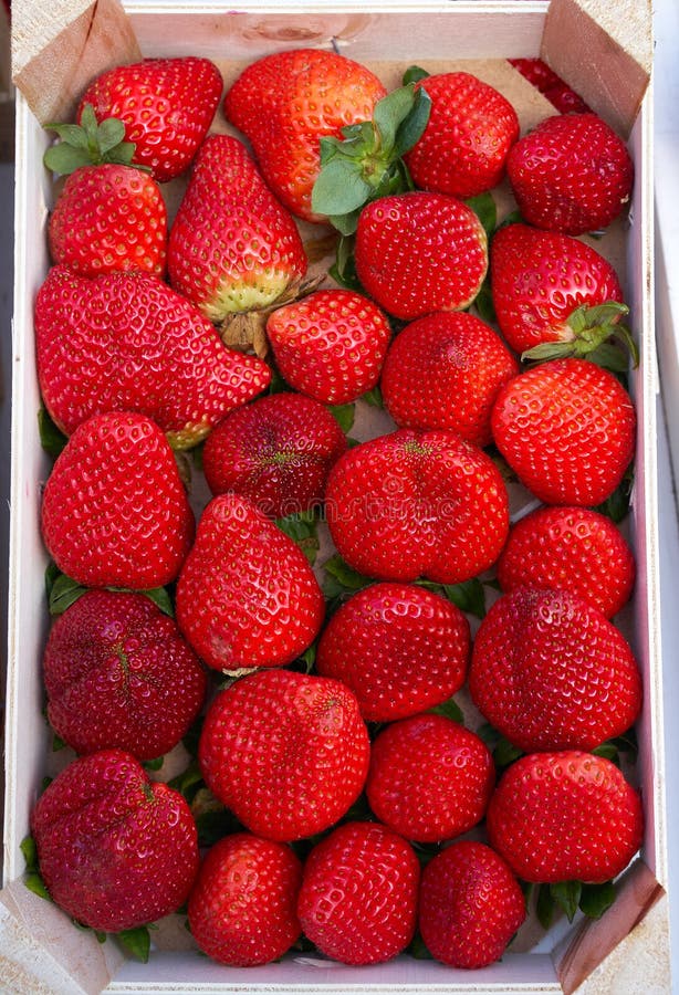 Fresas En Cajas En El Mercado Imagen de archivo - Imagen de frescura ...