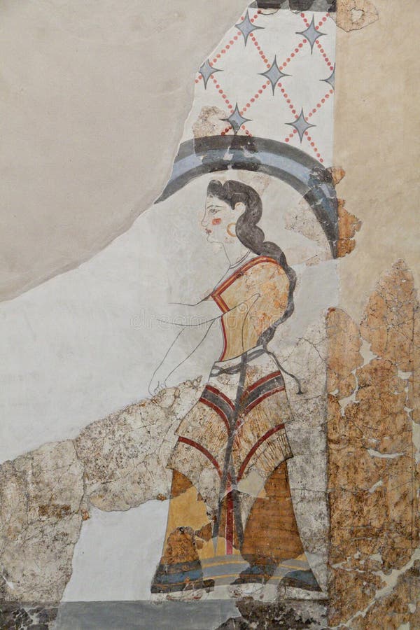 Boxing Boys Fresco from Akrotiri, Santorini, 1550 BC Stock Photo ...