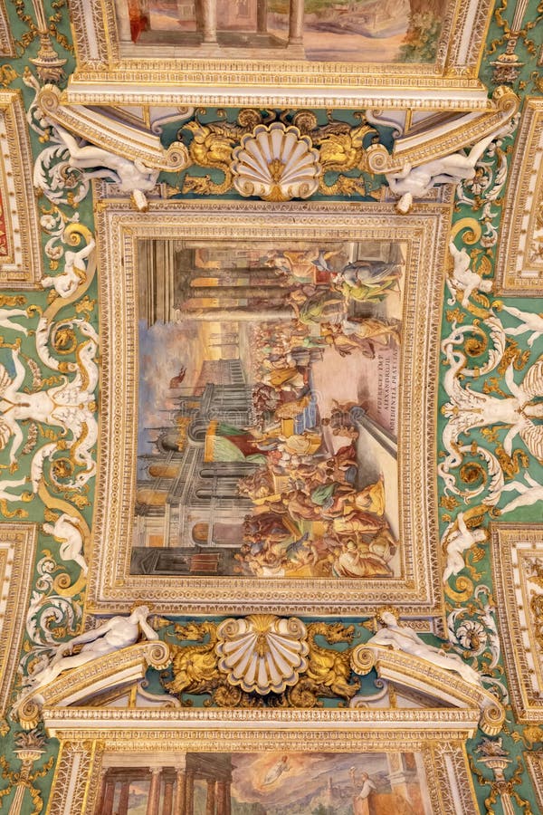 Fresco da arte no Vaticano imagem de stock editorial. Imagem de detalhe ...
