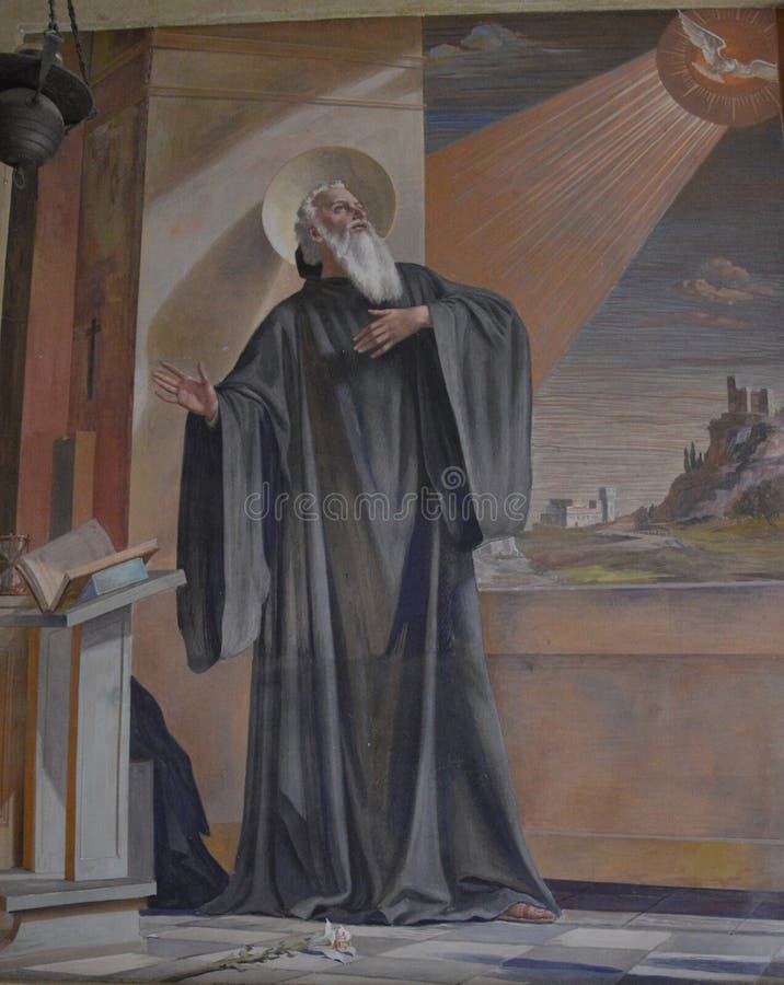 Fresco del santo Benedicto fotografía editorial. Imagen de cristiano ...