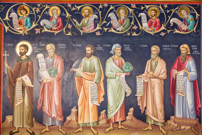 Frescoes of the Great Meteolon Monastery in Meteora, Greece Editorial ...